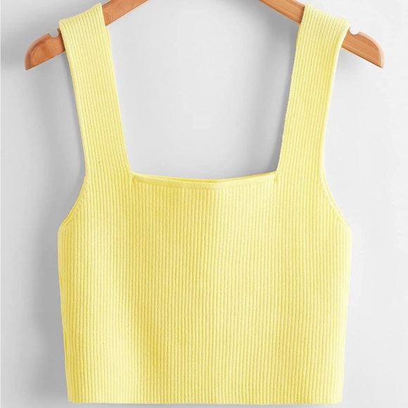 Tops | Yellow Ribbed Tank Top | Poshmark